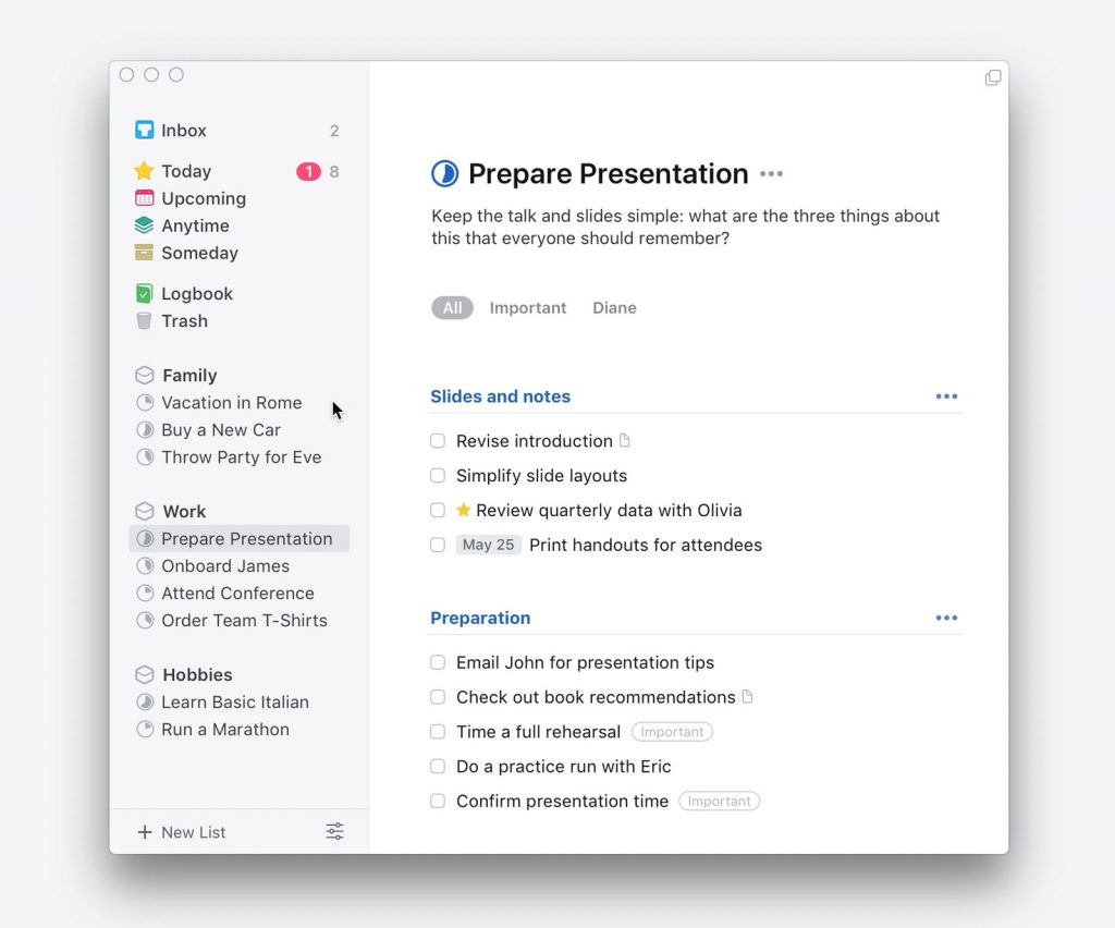 Things 3 review of the best project managemnet software for Mac